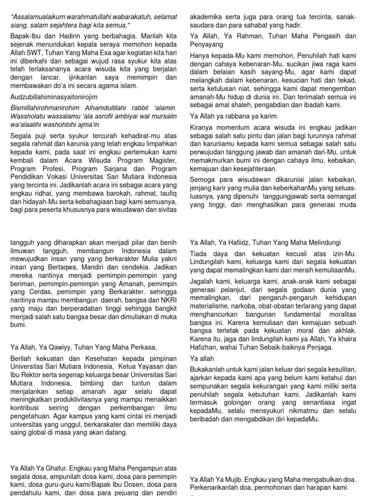 Doa Wisuda Tahun Tanggal 18 Oktober 2023-1 | PDF