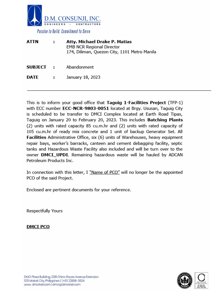 Abandonment Letter Pdf 4080