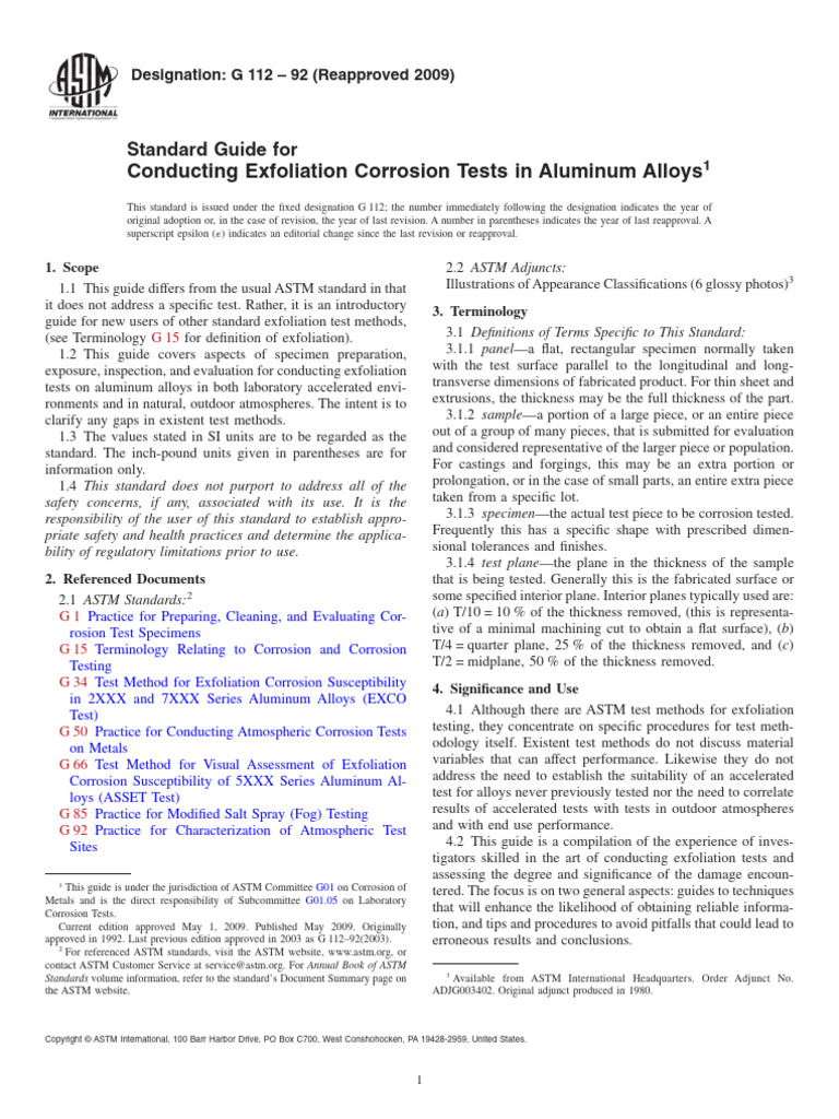 ASTM G112 - 92 (Reapproved 2009) | PDF | Corrosion | Metals