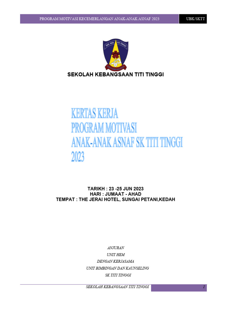 Kertas Kerja MOTIVASI ANK ASNAF | PDF