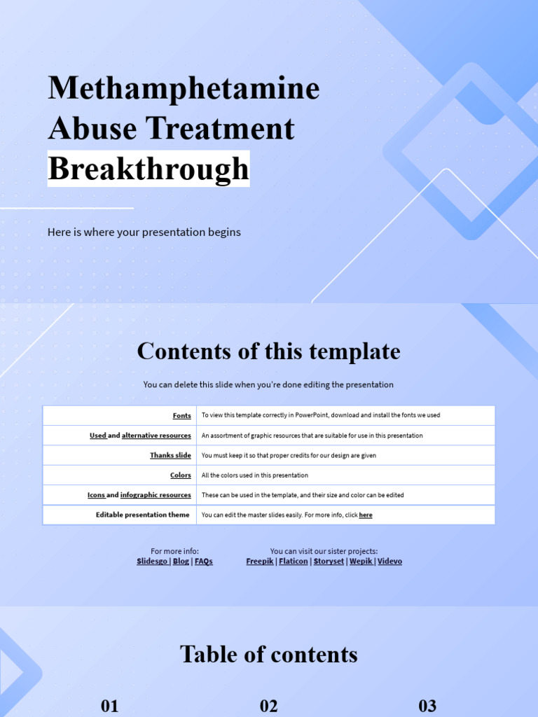 Methamphetamine Abuse Treatment Breakthrough by Slidesgo | PDF