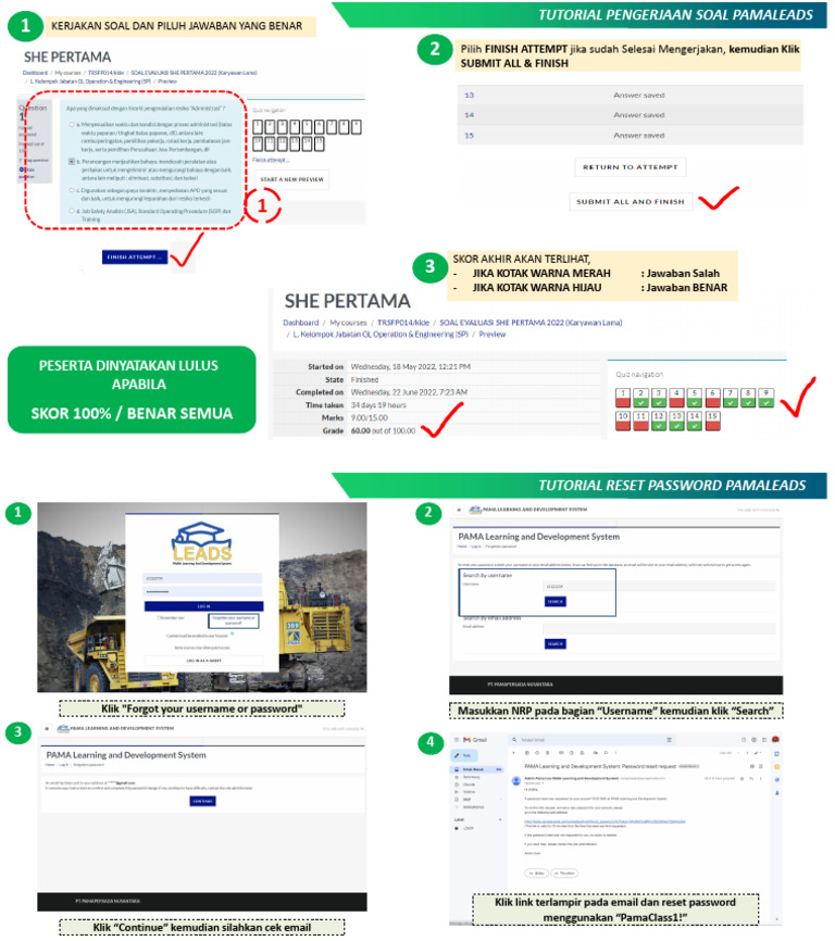 Tutorial Pengerjaan Soal Dan Reset Password PAMALEADS | PDF