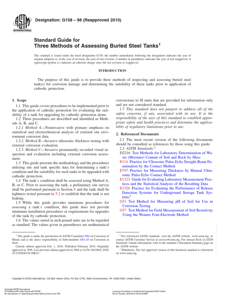 ASTM G158 - 98 (Reapproved 2010) | PDF