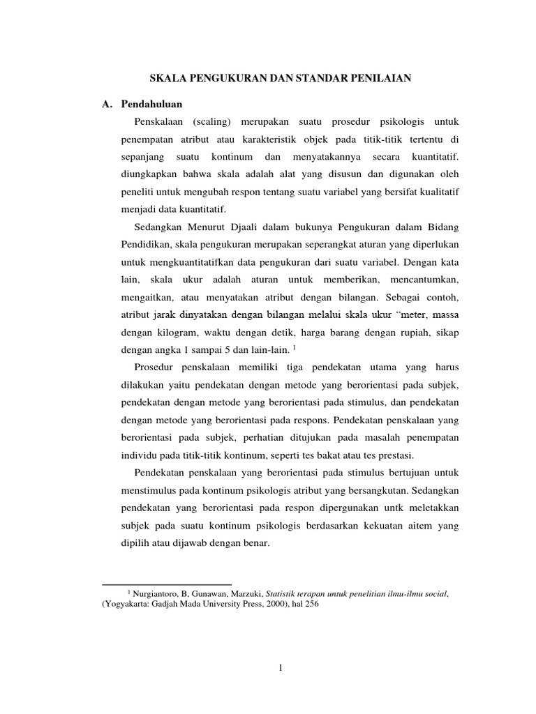 Skala Pengukuran Dan Standar Penilaian | PDF