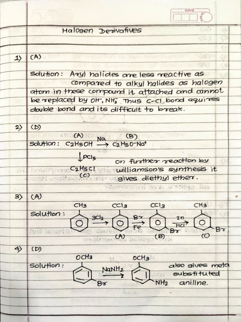 Halogen Derivatives and Reactions Explained | PDF