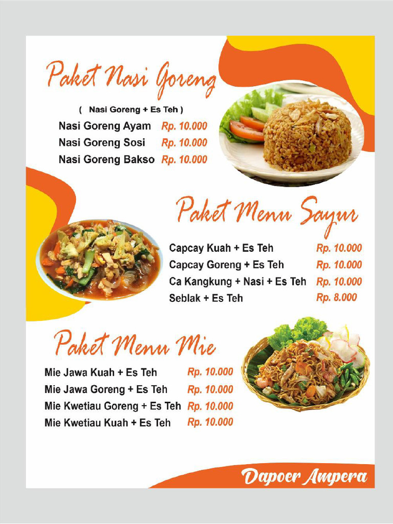Daftar Menu Ampera | PDF