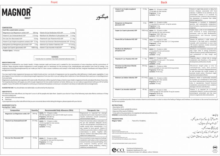 Leaflet Magnor Tablet | PDF