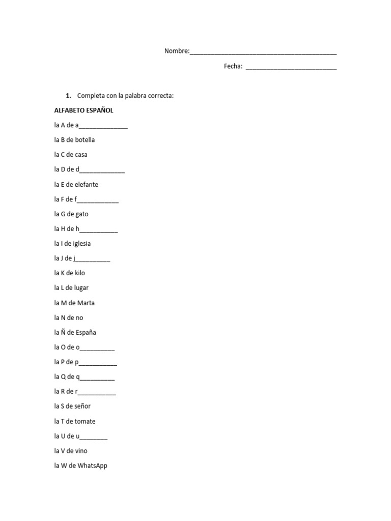 Examen Español Básico | PDF
