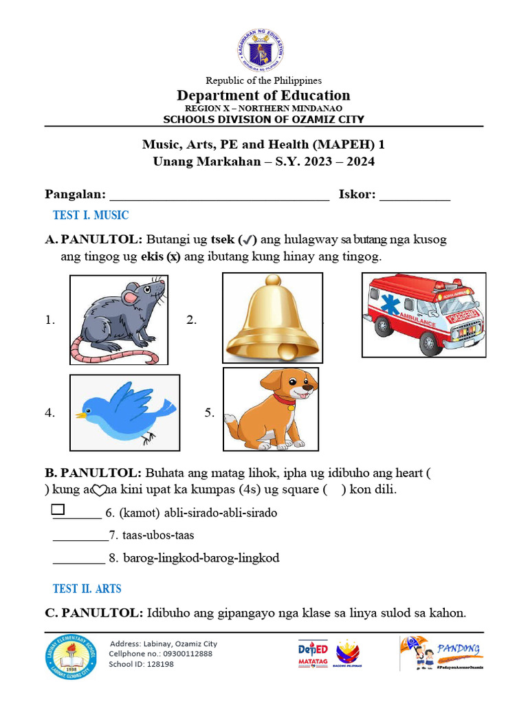 Q1 - MAPEH - Exam | PDF