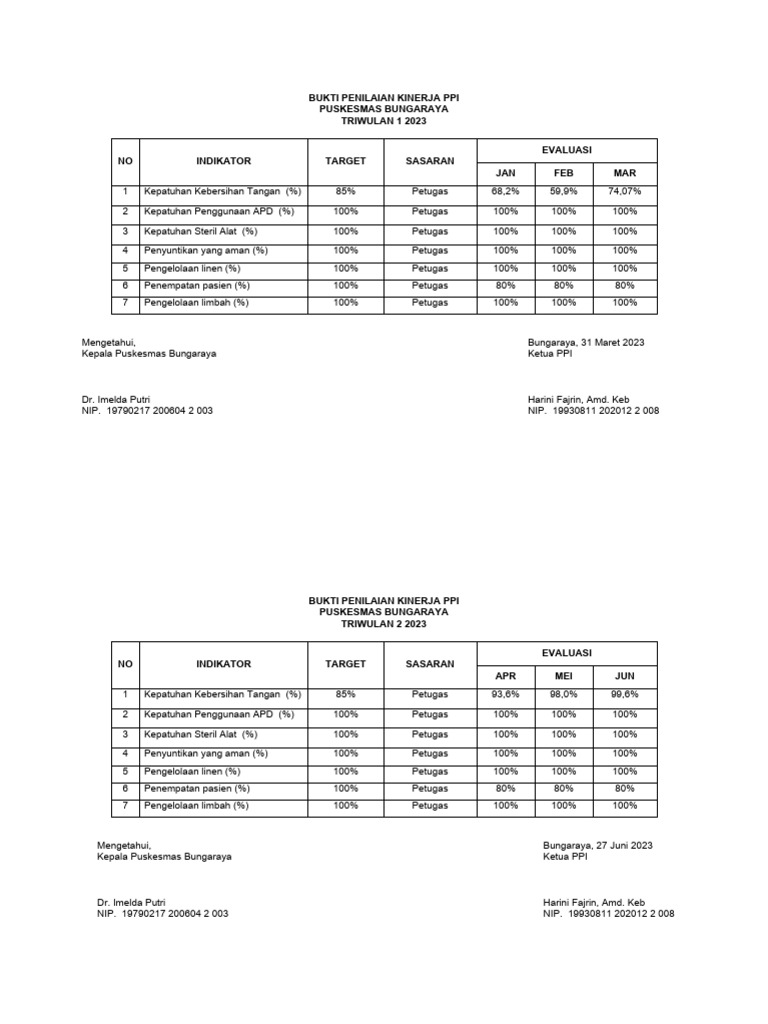 Evaluasi Kinerja PPI Puskesmas 2023 | PDF