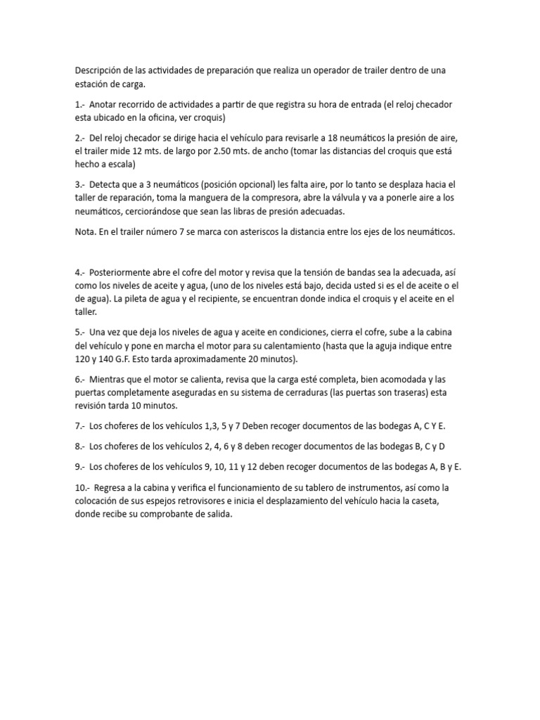 Descripción de Las Actividades de Preparación Que Realiza Un Operador ...