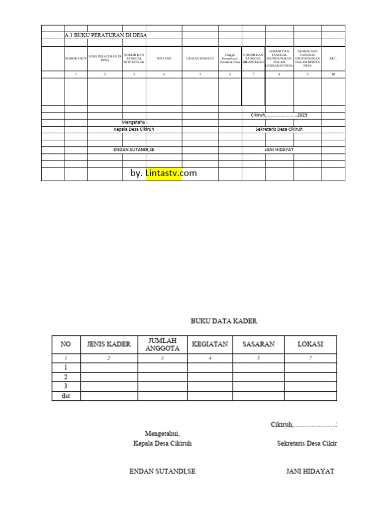 9 Buku Adm Kasi Kesra 2023 | PDF