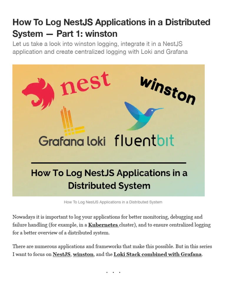 How To Log Nestjs Applications In A Distributed System Part 1 Winston By Itchimonji Cp 