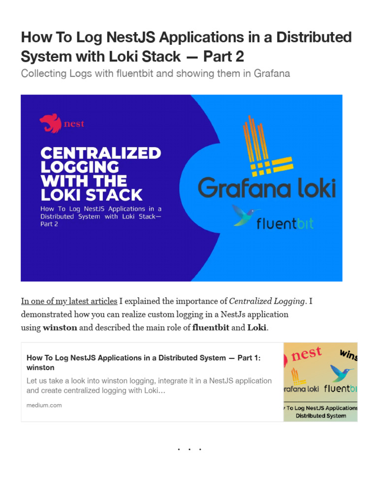 How To Log Nestjs Applications In A Distributed System With Loki Stack