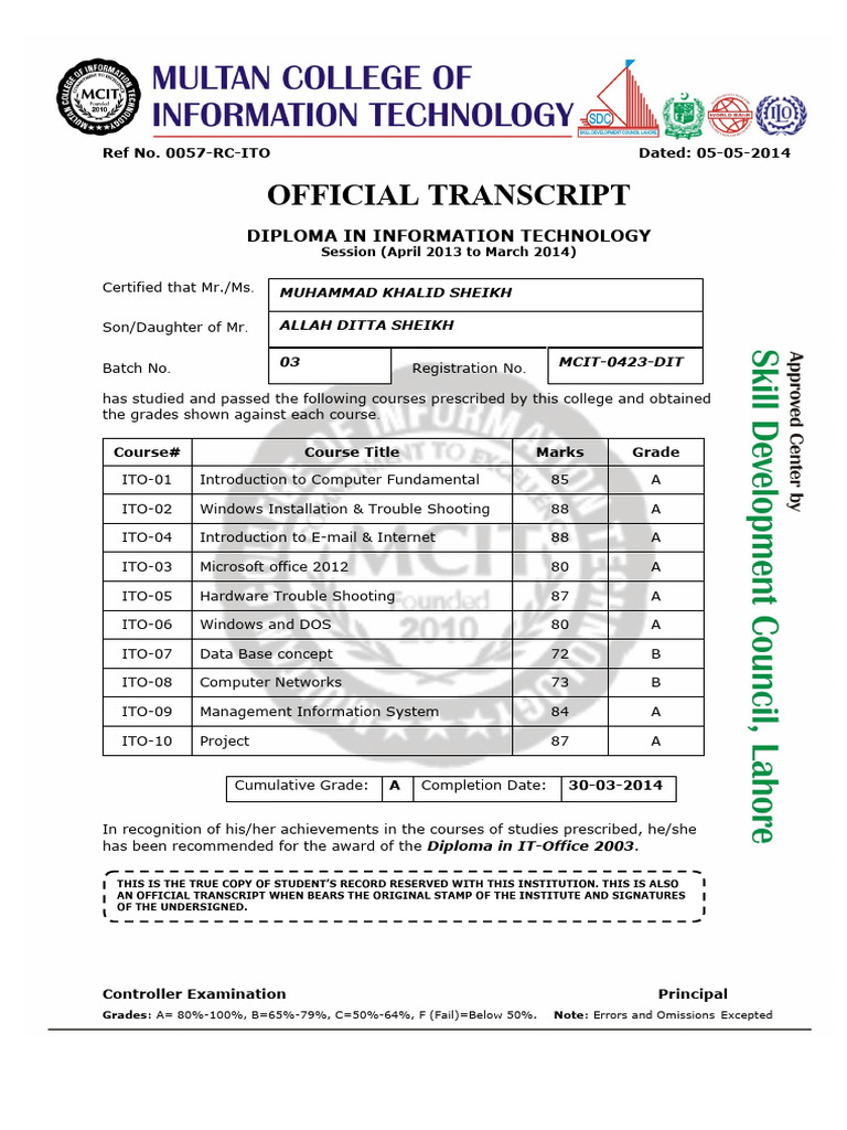 MCIT Computer DIT Khalid | PDF