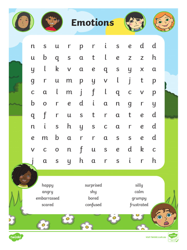 Au P 94 Emotions Word Search English - Ver - 5 | PDF