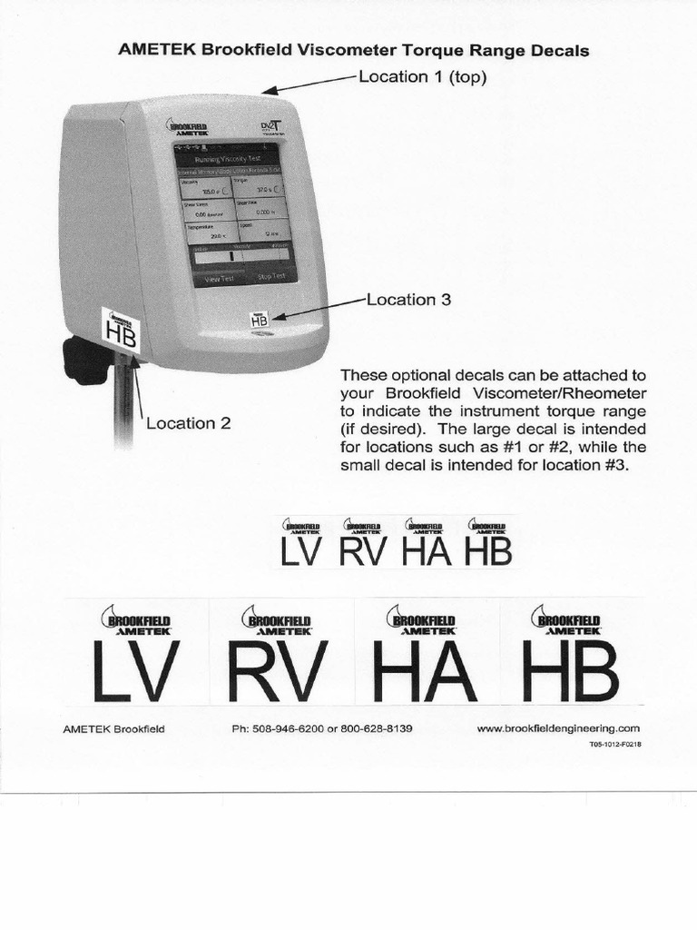 AMETEK Brookfield Viscometer Torque | PDF