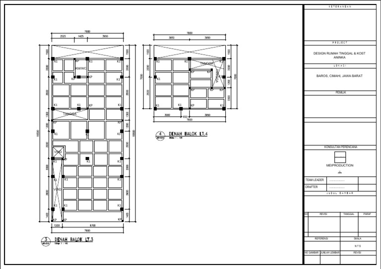 (DENAH BALOK 2) STRUKTUR RUMAH KOS CIMAHI (1) - Model | PDF