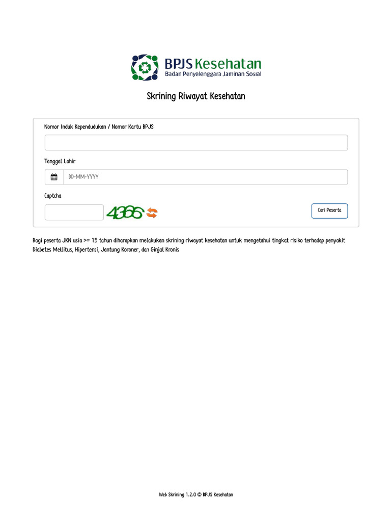 Web Skrining BPJS Kesehatan | PDF