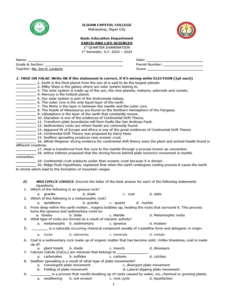 Earthsci 1st Quarter | PDF