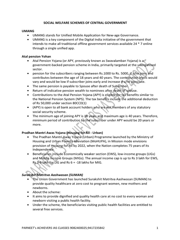 Government Schemes 2020 | PDF