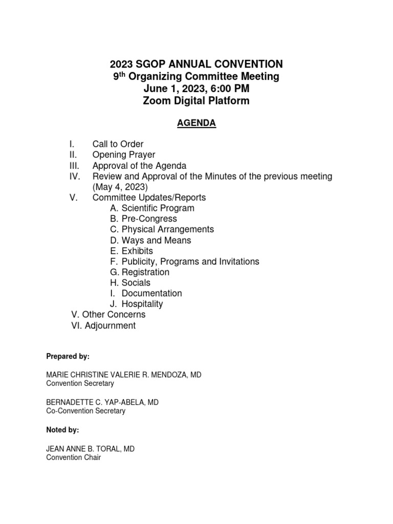 AC 9th Meeting Agenda | PDF
