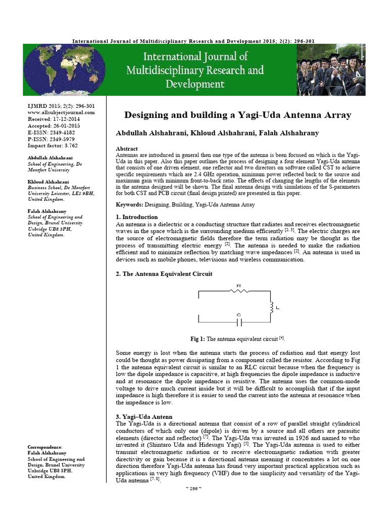 Yagi-Uda Antenna Design and Simulation | PDF | Antenna (Radio ...