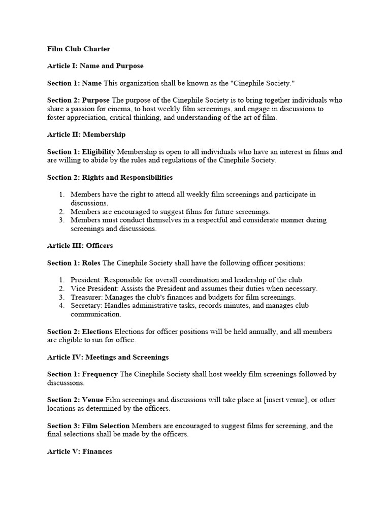 Film Club Charter | PDF