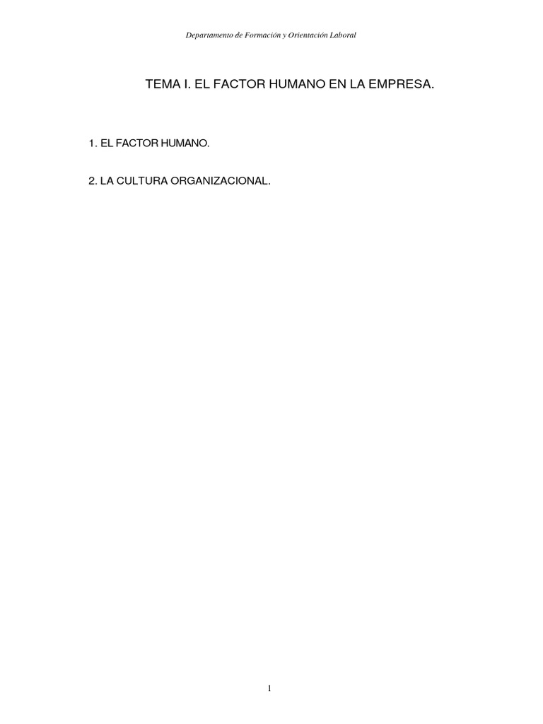 Temario Ret - Tema I - El Factor Humano en La Empresa | PDF | Business | Cognición