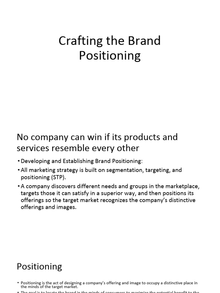 Crafting Brand Position | PDF