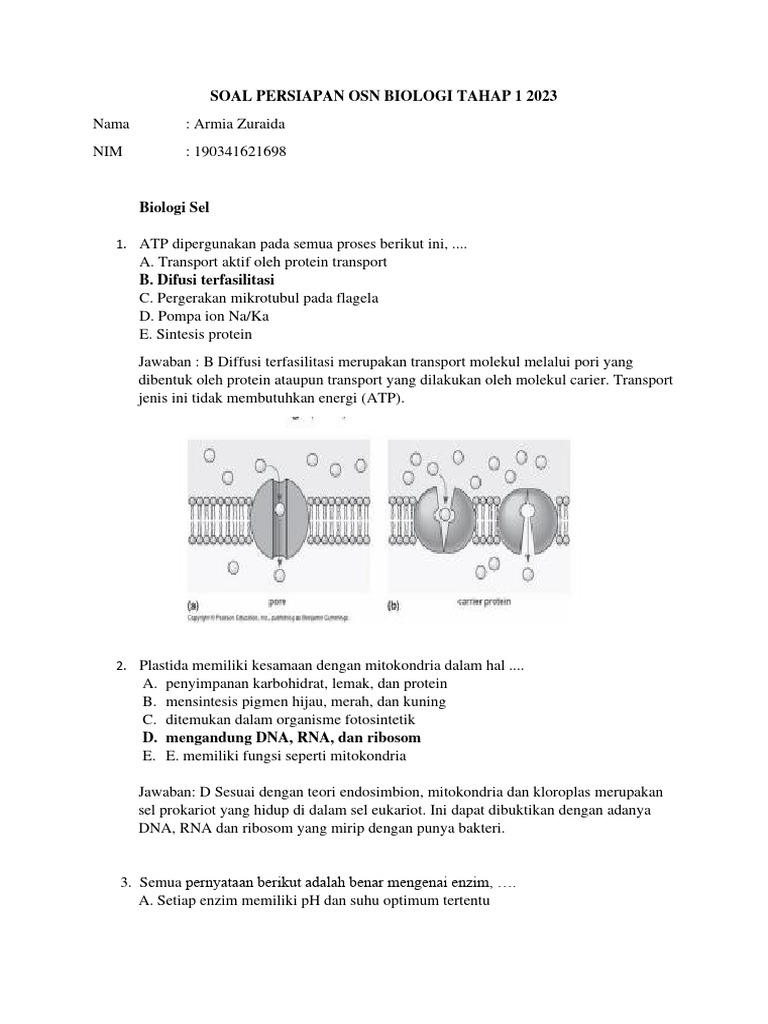 Soal Persiapan Osn Biologi Tahap 1 2023 Sma 2 Pare | PDF