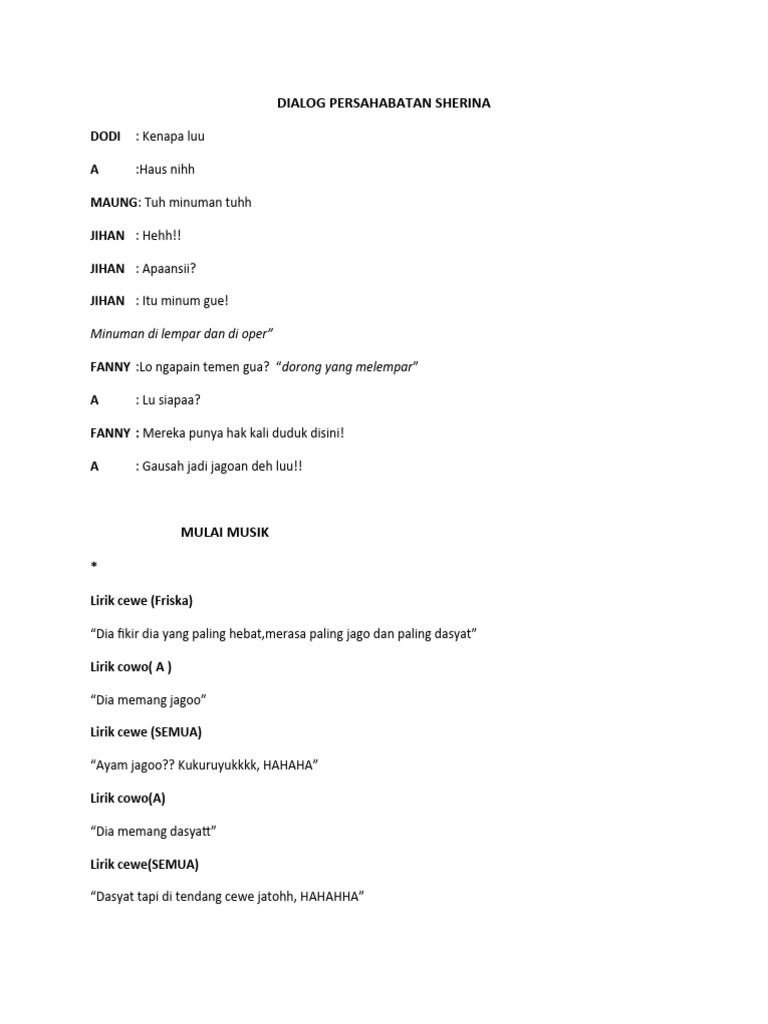 Dialog Persahabatan Sherina | PDF