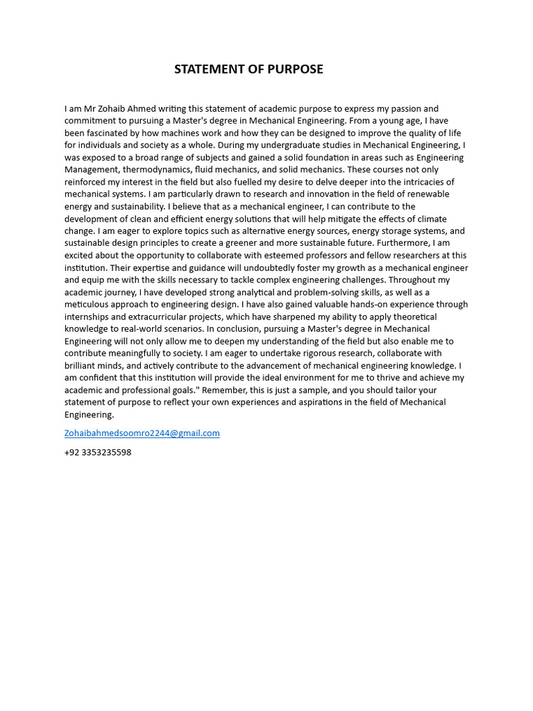 Statement of Purpose | PDF