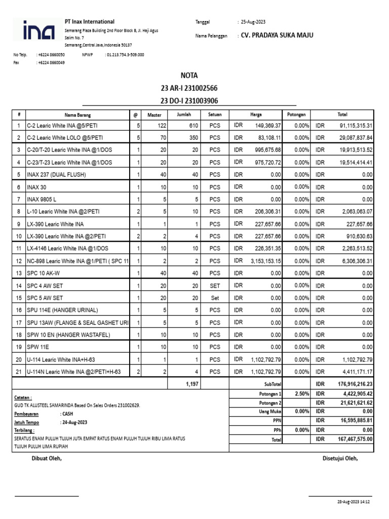 2566 Nota CV Pradaya Suka Maju | PDF