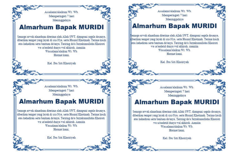UNDANGAN ALM PAK MURIDI Fiks | PDF