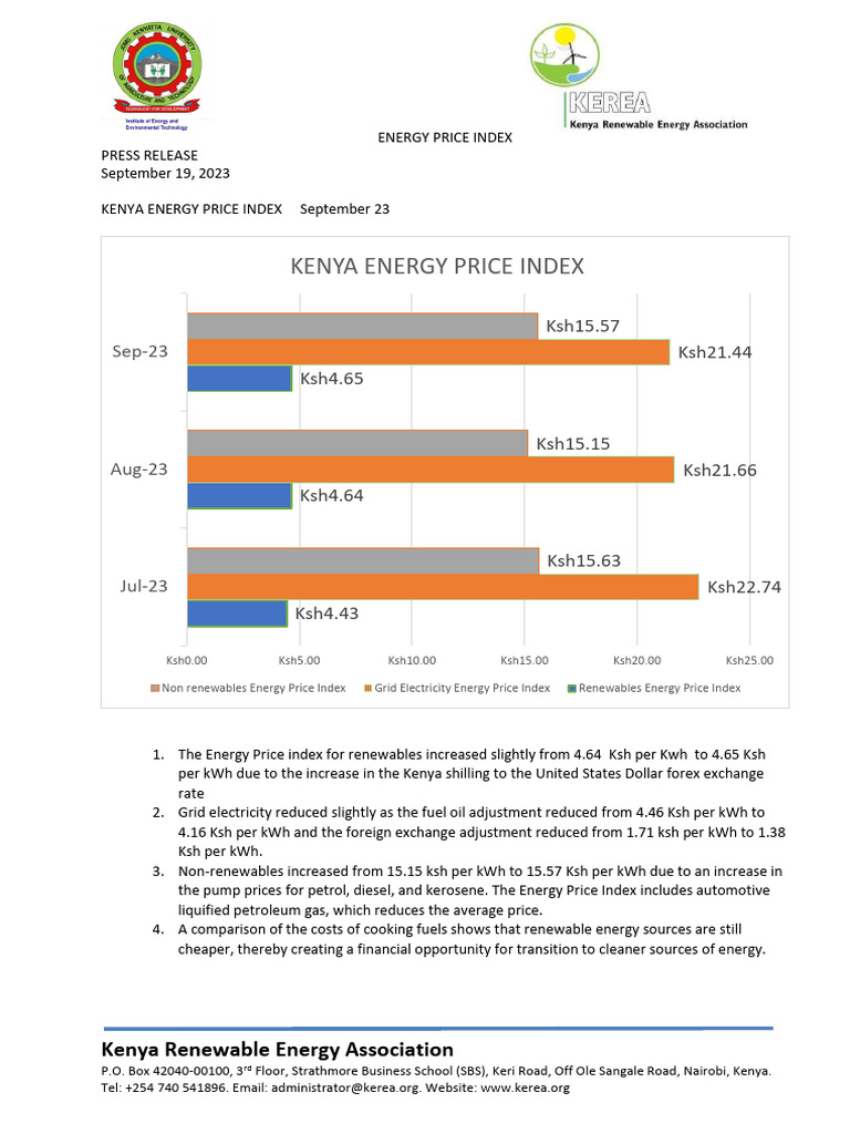 Kenya Energy Price Index - September 2023 | PDF | Liquefied Petroleum ...