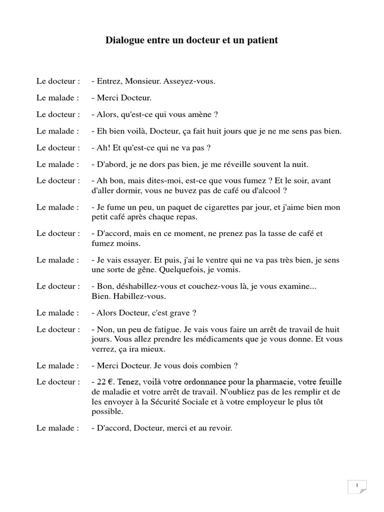 Dialogue Entre Un Docteur Et Un Patient | PDF