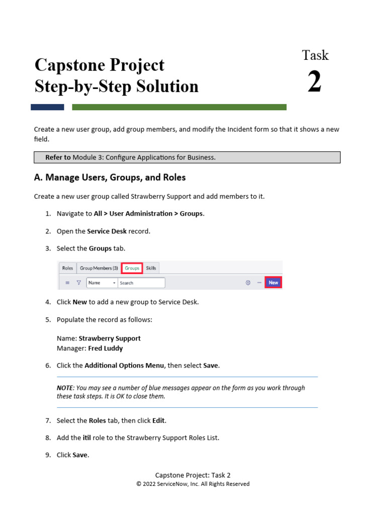 Capstone Project Task 2 Solution Servicenow | PDF