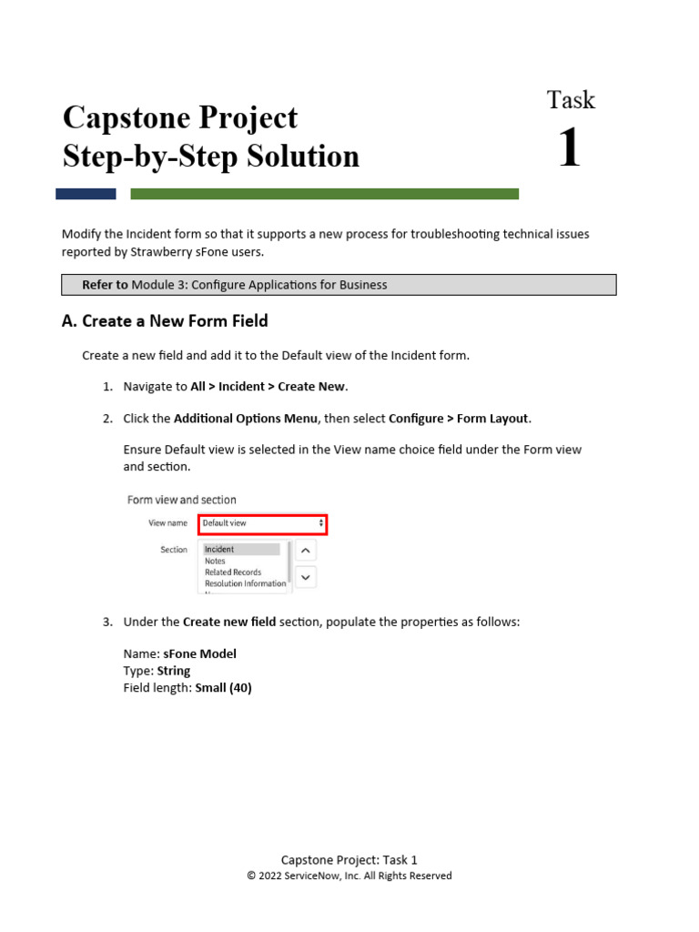Capstone Project Task 1 Solution Servicenow | PDF