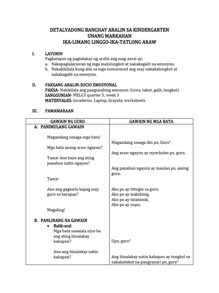 DETALYADONG BANGHAY ARALIN q1 Day 3 | PDF