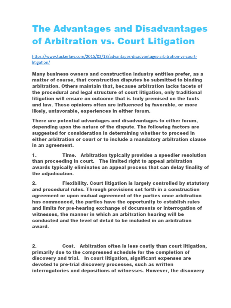 The Advantages and Disadvantages of Arbitration Vs | PDF | Arbitration ... The Advantages and Disadvantages of Arbitration Vs | PDF | Arbitration ...