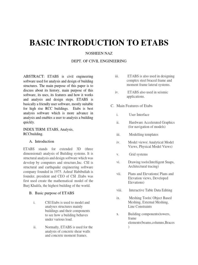 Basic Introduction To Etabs | PDF Basic Introduction To Etabs | PDF