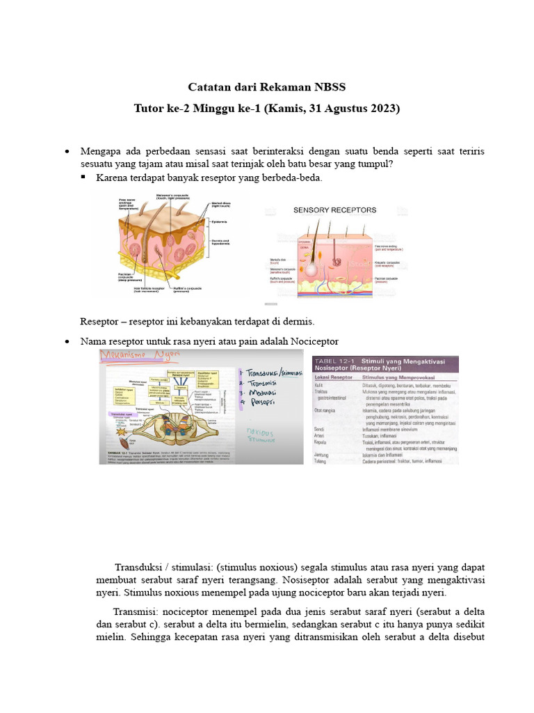 Catatan Dari Rekaman NBSS - Tutor Ke-2 Minggu Ke-1 | PDF