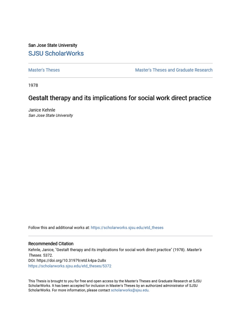 Gestalt Therapy and Its Implications For Social Work Direct Practice | PDF