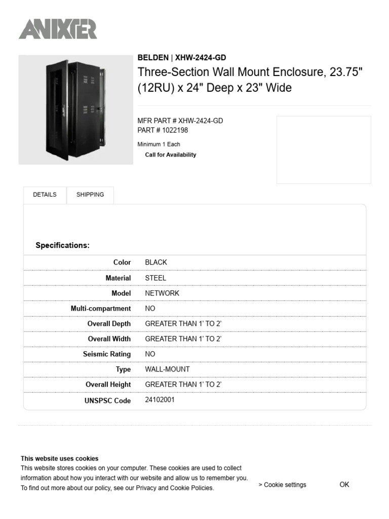 Belden XHW-2424-GD Wall Mount Enclosure | PDF