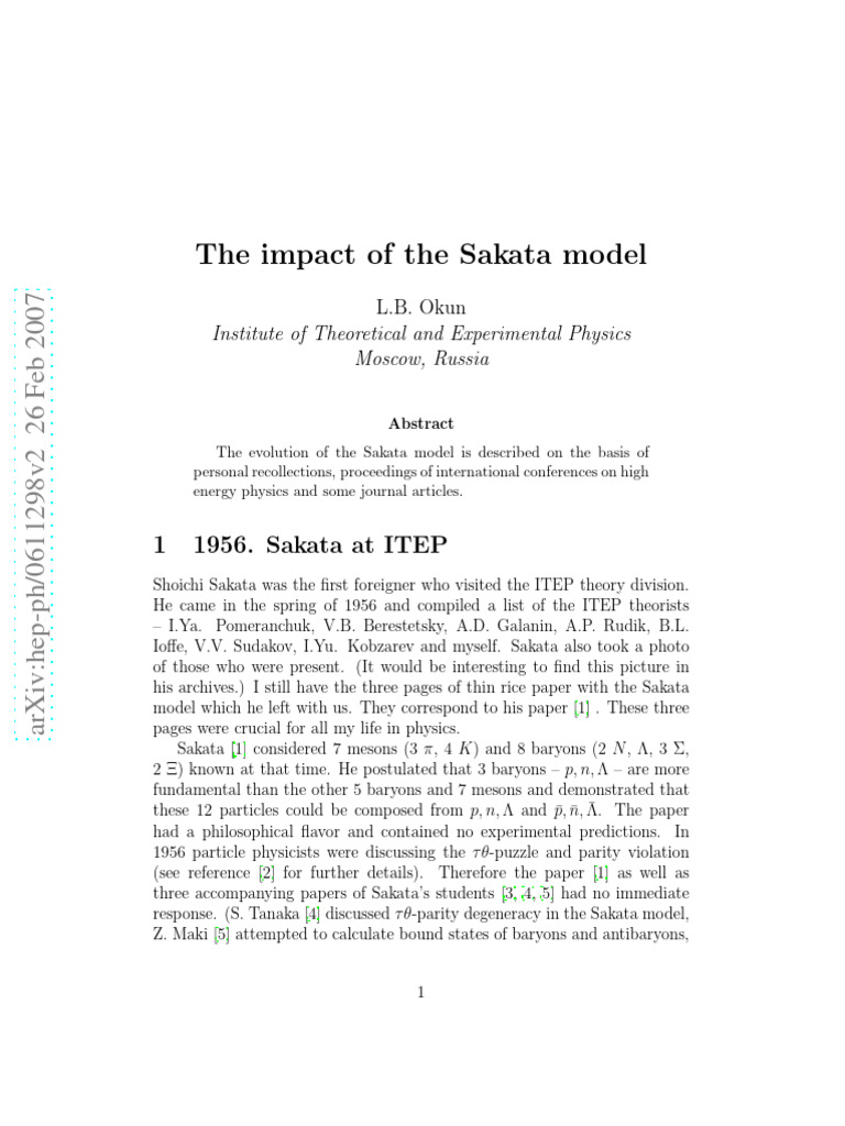 The Impact of The Sakata Model | PDF