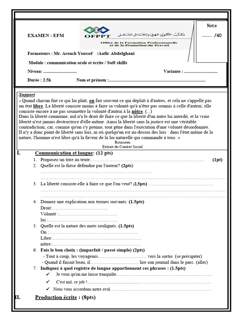EFM Exam: Communication & Soft Skills | PDF