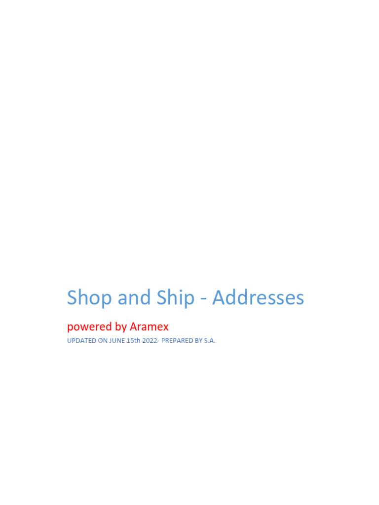 Shop and Ship Addresses JUNE 2022 | PDF