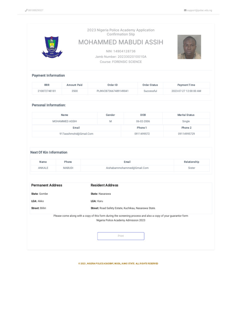 Nigeria Police Force Admission Portal - NPF | PDF