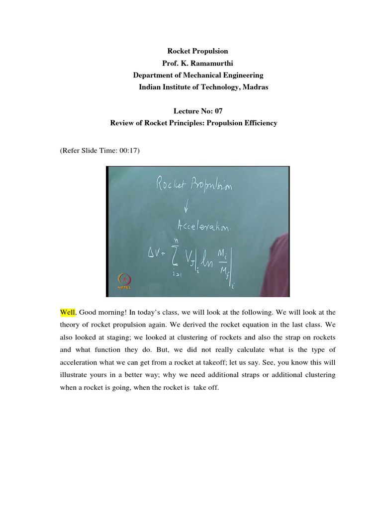 Rocket Propulsion Notes | PDF